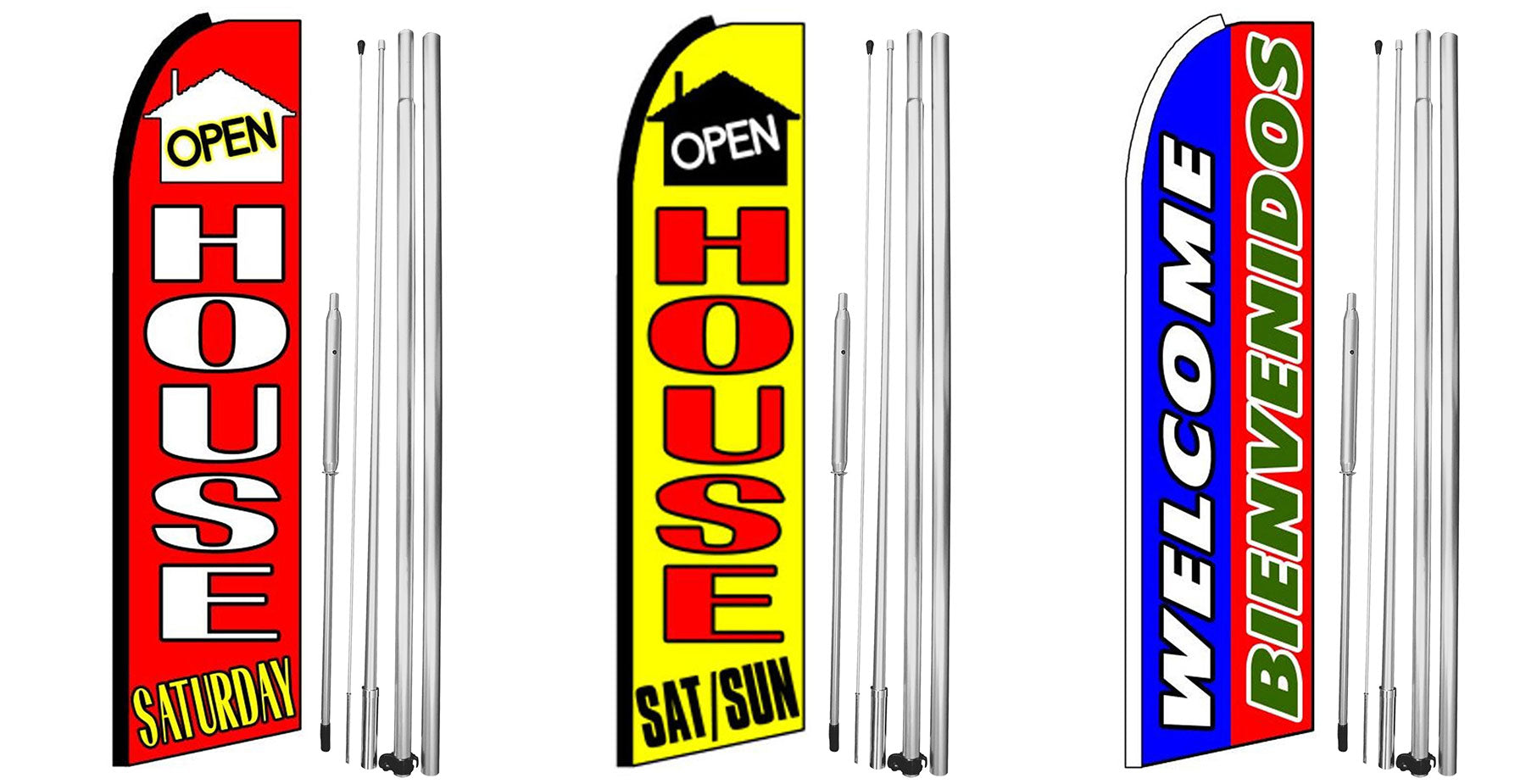 Open House Saturday, Open House Sat/Sun, Welcome Bienvenidos – Speedy Flags