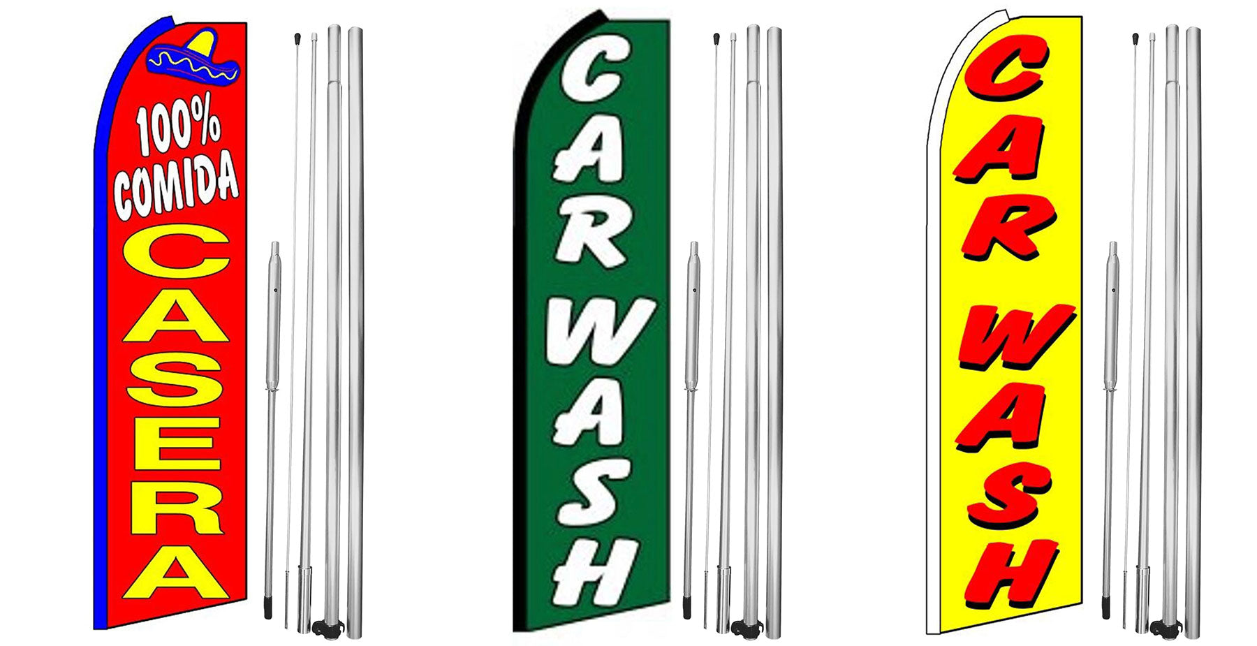 100% Comida Casera, Car Wash,Car Wash – Speedy Flags